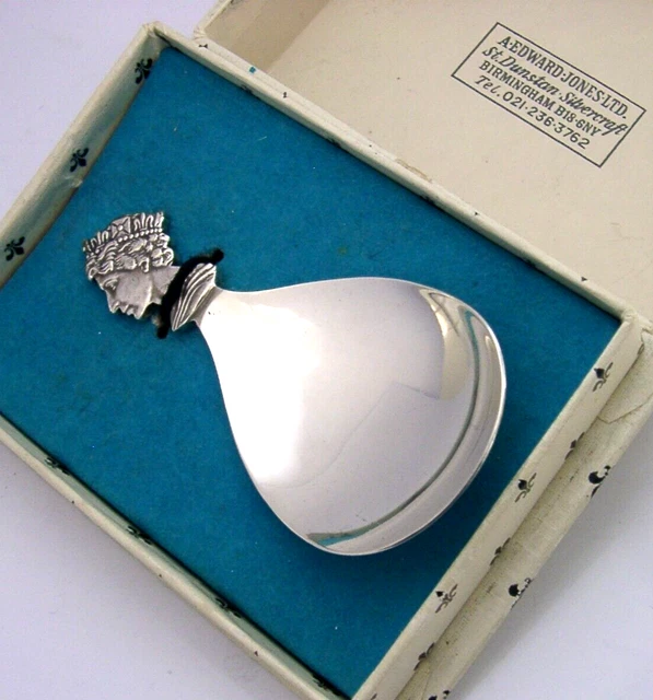STERLING SILVER QUEEN Elizabeth Silver Jubilee Caddy Spoon 1977 Boxed ...