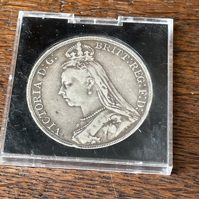ANTIQUE QUEEN VICTORIA 1889 Jubilee Head Silver Crown Coin GB (Rare ...