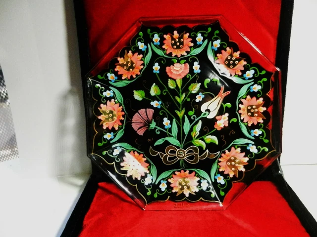 PLAQUE DE VERRE 9" style Moser/Royo peinte à la main turque 9 ...