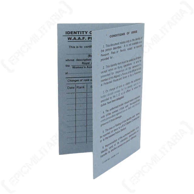 WW2 BRITISH RAF ID Card Reproduction Reenactment Military Identity Air ...