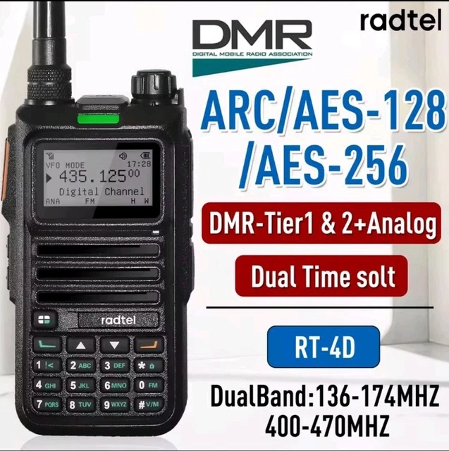 RADTEL RT-4D DIGITAL Walkie Dual Mode DMR/Analogue Two Way Radio,1024 ...