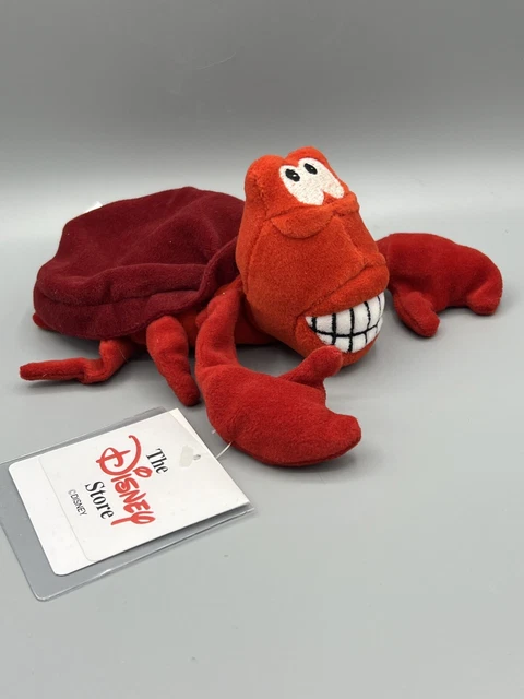 DISNEY THE LITTLE Mermaid Sebastian Crab Soft Toy Plush Beanie New 8 ...