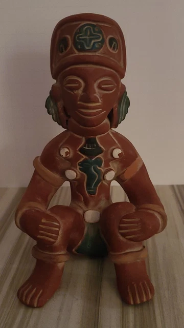 MEXICAN MAYAN POTTERY Sitting Terra Cotta Clay Statue Figure Authentic ...