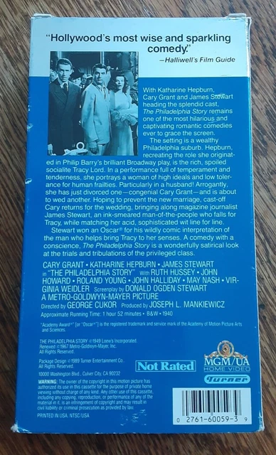 THE PHILADELPHIA STORY (VHS) Jimmy Stewart Carry Grant Katherine ...