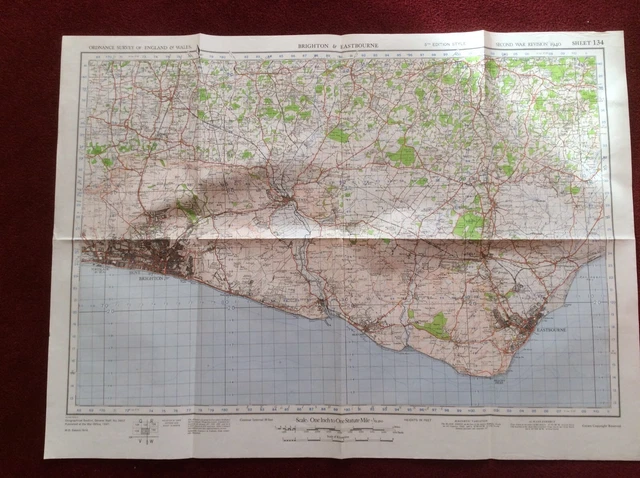 WW2 BRITISH ARMY Map 1940 Brighton and Eastbourne Second War Revision ...