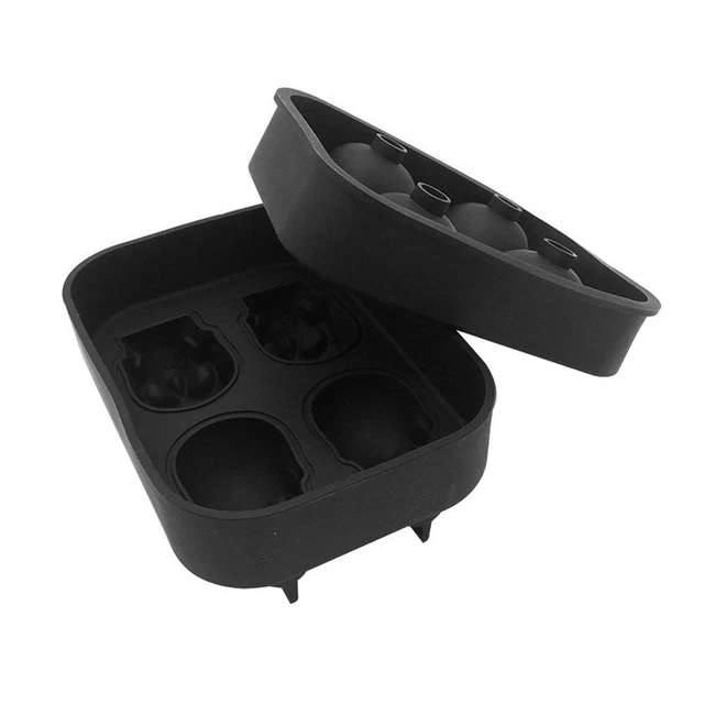 L# 3D ICE Cube Mold Skeleton Skull Form Wine Ice Silicone Cube Tray ...
