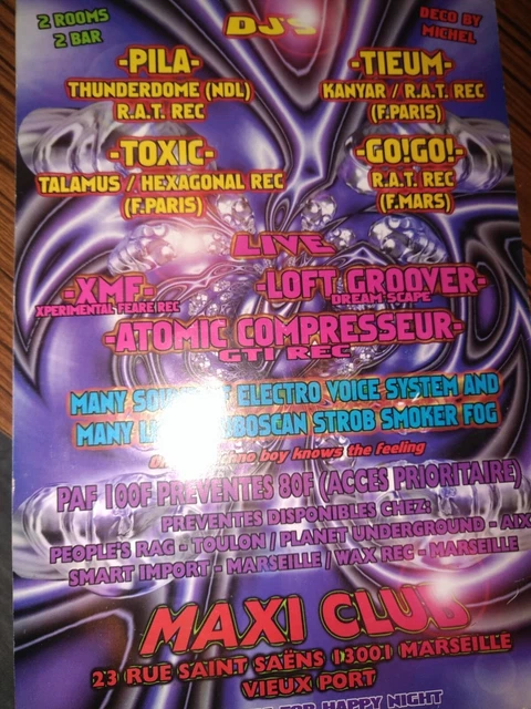 FLYER RAVE PARTY - Freedom RAT Record - 18.02.95 - Marseille - XMF PILA ...