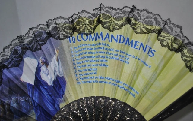 TEN COMMANDMENTS DECALOGUE Diez Mandamientos Plastic Fan Abanico de ...