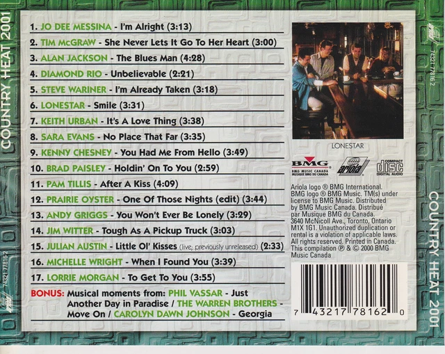 COUNTRY HEAT 2001 (CD 2000) Compilation TIM McGRAW ALAN JACKSON BRAD ...