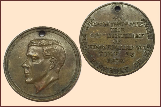 1936/5 KING EDWARD VIII's 42th Birthday Commemorative Medallion EUR 18 ...