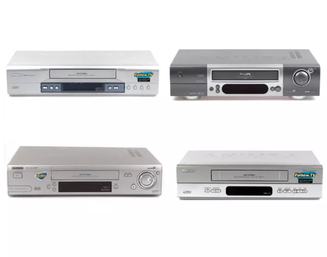 PHILIPS VHS VIDEO Tape Cassette VCR Player Recorder Serviced 1 YEAR ...