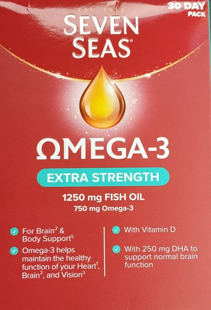 2 X SEVEN Seas Omega-3 Extra strength Vitamins VISION HEART BONES BRAIN ...
