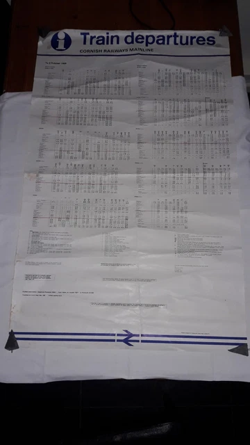ORIGINAL BRITISH RAIL Railways Poster Timetable Cornish Railways ...