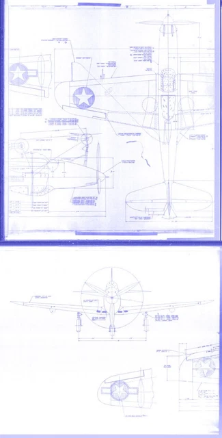 BELL P-39 AIRACOBRA Blueprint Plan original factory WW2 1940's 9000 ...