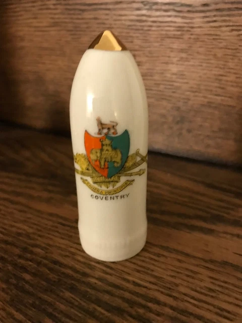 ANTIQUE CHINA MODEL of WWI Cannon Shell with Coventry Crest - Shelley £ ...