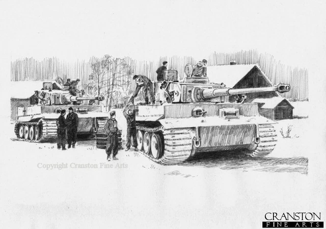 GERMAN MILITARY PENCIL drawing Tiger Tank ace Albert Kersher Narva ...