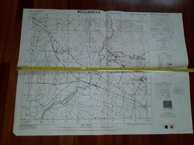 ROCCASECCA 1944 FROSINONE Military Geographic Map Map £24.79 - PicClick UK