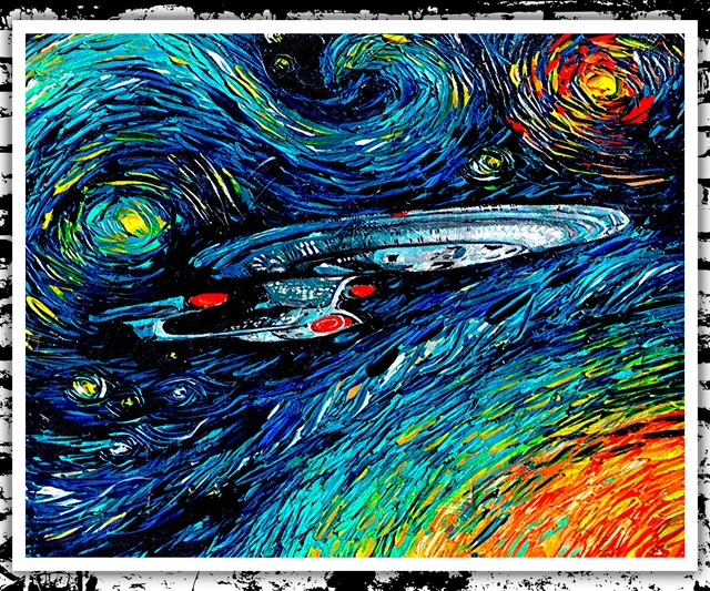 STAR TREK ENTERPRISE NCC-1701-D Van Gogh Style Art Print £7.99 ...