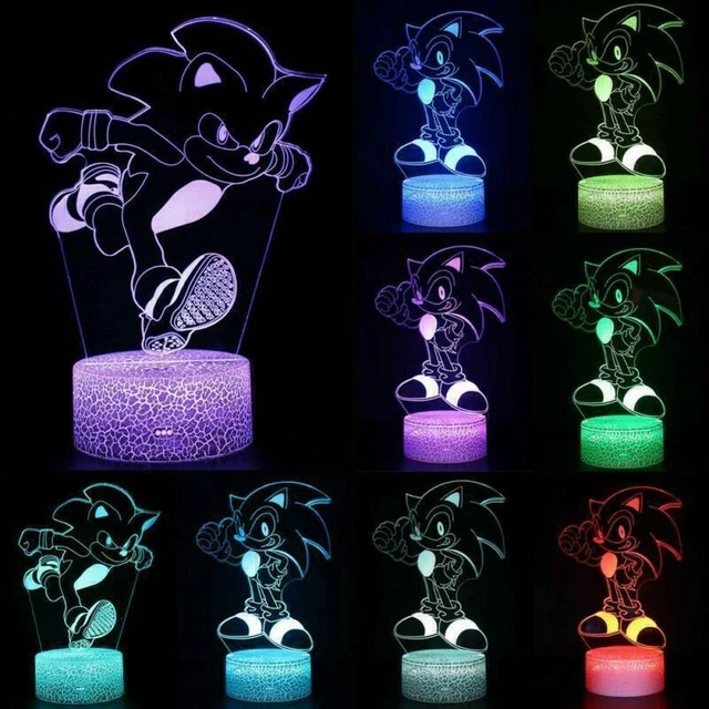 3D LED NIGHT Sonic The Hedgehog Touch Table Desk Lamp Light Festival ...