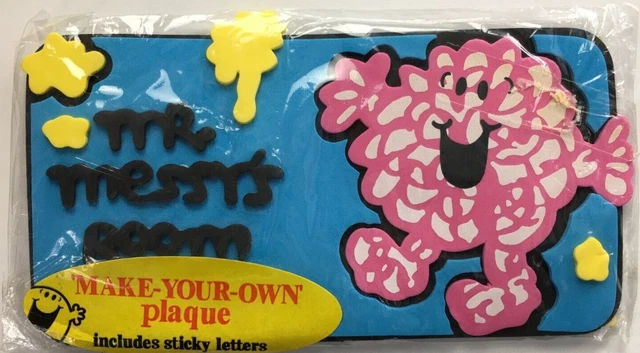MR. MEN MR. Messy's Room Make-Your-Own 7.5"x4" 3D Plaque Sign Kit 90s ...