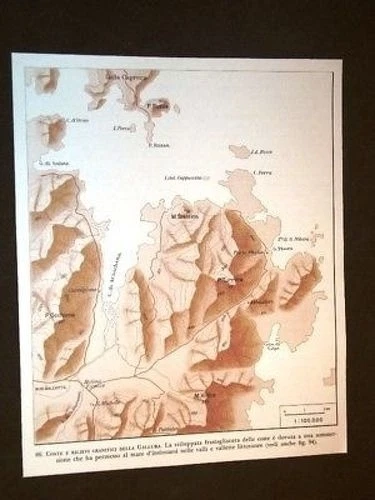 CARTINA DEI MONTI della Gallura con Isola di caprera EUR 14,00 ...