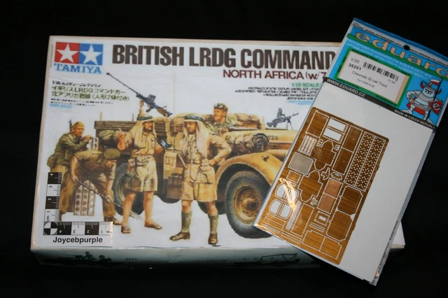 TAMIYA BRITISH LRDG Command Car 1:35 scale model kit MM192 crew, brass ...