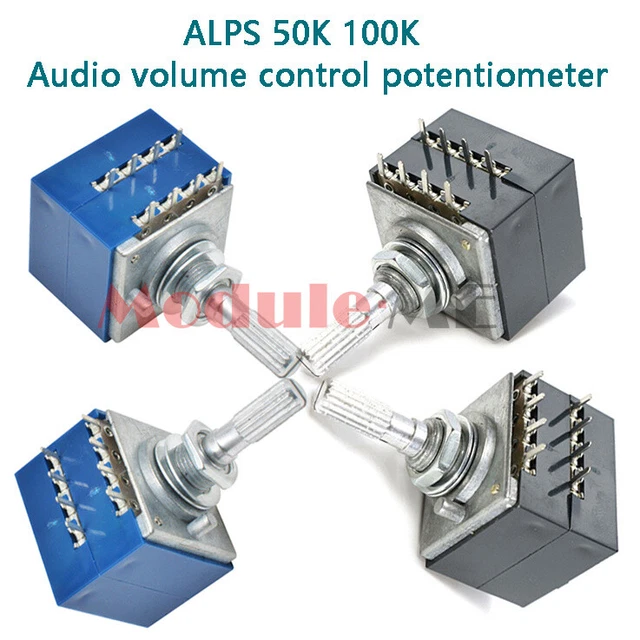 POTENTIOMETER LOG ALPS 50K/100K Audio Amp Volume Control Pot Stereo ...