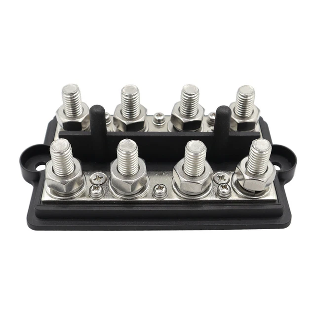 RV CONVERSION YACHT busbar M8 black double-row 4-way terminal block bus ...
