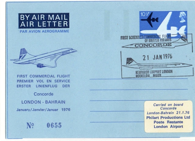 AEROFILATELIA , 1976 , Concorde , 1° volo London - Bahrain . EUR 5,00 ...