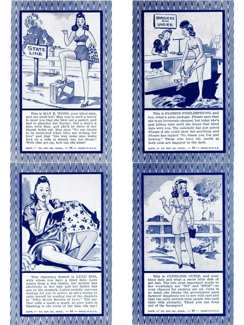 COMIC ARCADE CARDS "BLIND DATE" PIN UP 16 RISQUE VINTAGE Postcards 1941 ...