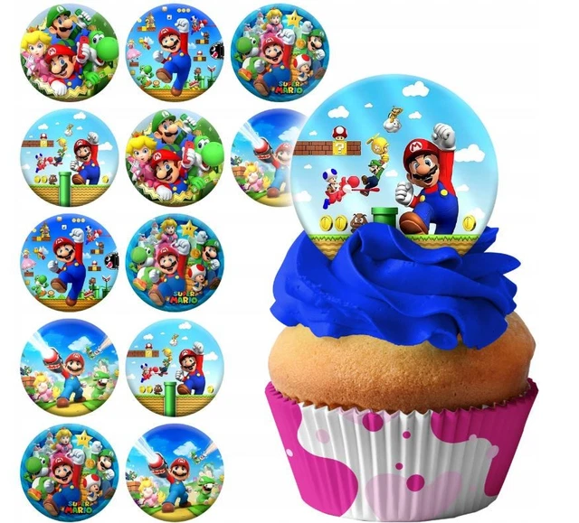 SUPER MARIO BROS Luigi Essbar 12 Muffin Zuckermasse Tortenbild ...