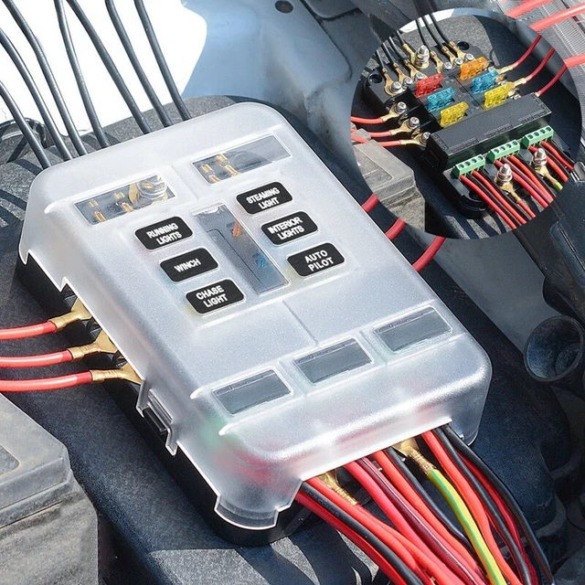 BLOCCO FUSIBILI A 6 Vie, Scatola Fusibili con Indicatore LED Pannello di Co1874 EUR 27,76 ...