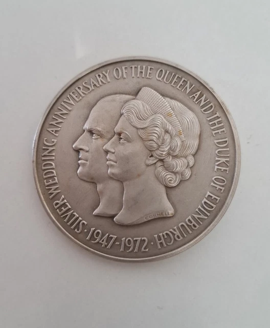 QUEEN ELIZABETH & Prince Philip Silver John Pinches Memorial Medal Coin ...
