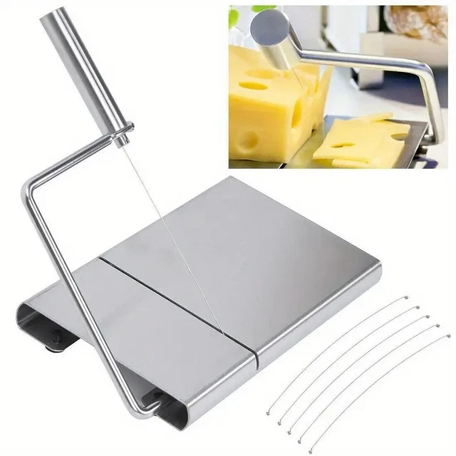CHEESE SLICER STAINLESS Steel Board Butter Cutter W/ 6 Wires Cutting ...