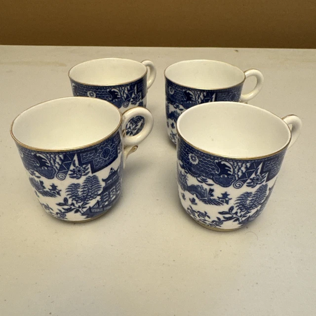 VINTAGE “BLUE WILLOW” Coffee Cup Royal Worcester Willow Pattern Fine ...