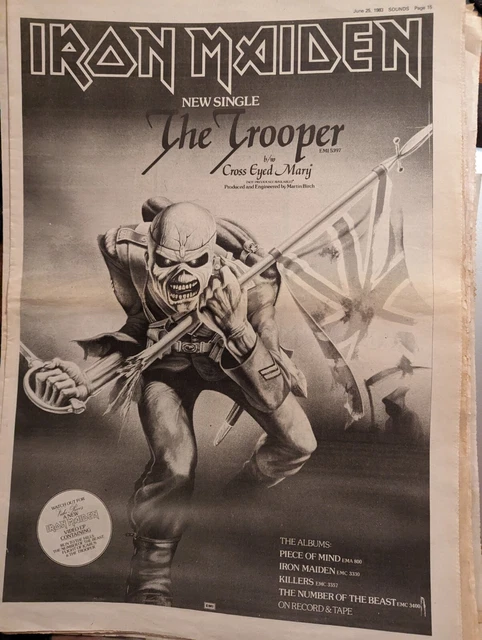 IRON MAIDEN TROOPER Poster Rare Vintage Original Music Press Advert ...