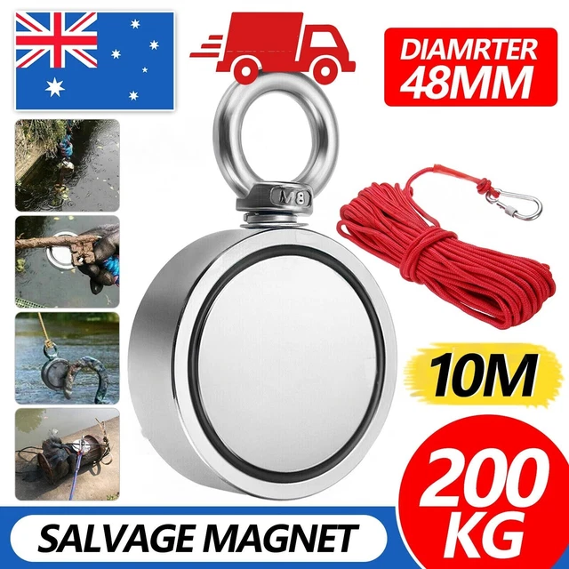 200KG SALVAGE STRONG Recovery Magnet Neodymium Treasure Metal Hunting ...