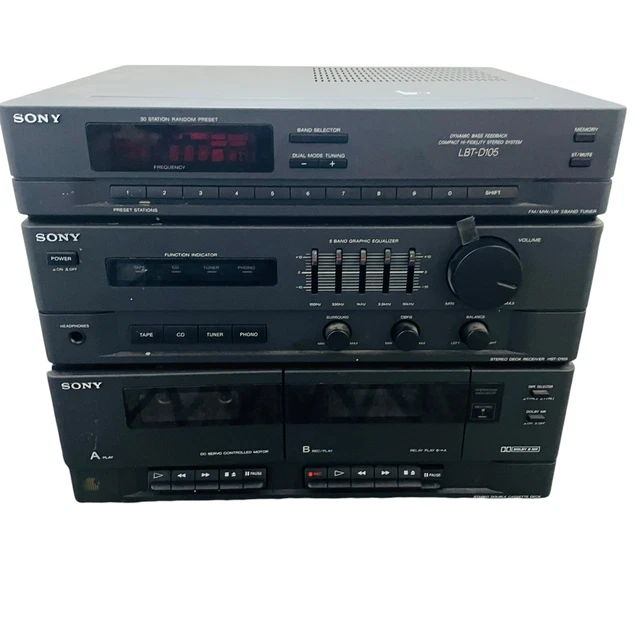 SONY HST D105 Stereo HI FI System Dynamic Bass Cassette Deck Receiver ...