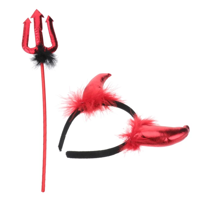 ROUGE SEQUIN DEVIL Set Bandeau Horns Trident Fourche pour Halloween EUR ...