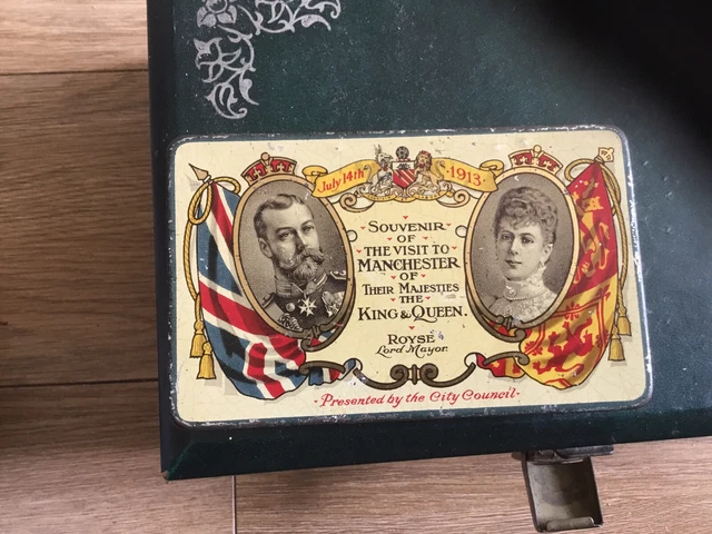 SOUVENIR OF VISIT To Manchester By King George V Cadbury Tin July 1913 ...