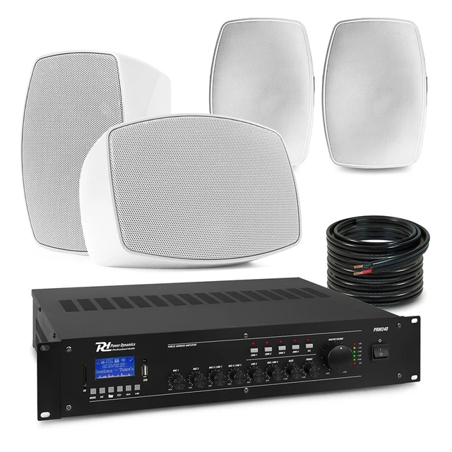 WALL SPEAKER SYSTEM with Amplifier for In/Outdoor - 4x 6.5" BHW60WH £ ...