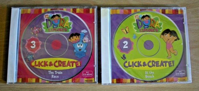 \ DORA THE Explorer Click & Create PC CD-ROM Train Race & At the beach ...