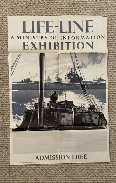 ORIGINAL WWII POSTER Life-Line Merchant Navy Exhibition British 20x29 ...