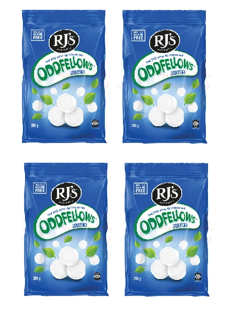 932163 4 X 200G Packet Rj's The Big Mint Refreshment Oddfellows Mints ...