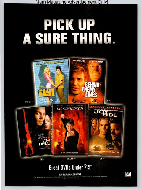 20TH CENTURY FOX Shallow Hal Behind Enemy Lines DVD Promo2003 Full Page ...