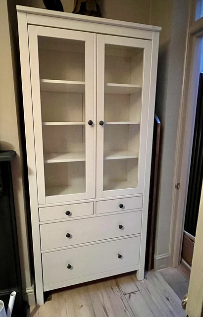 IKEA HEMNES CABINET Drawers + Glass Doors White £135.00 - PicClick UK