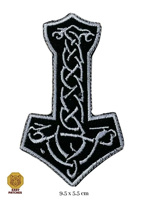 MJOLNIR VIKING THOR Hammer Loki Odin Skins Iron On Embroidered Patch UK ...