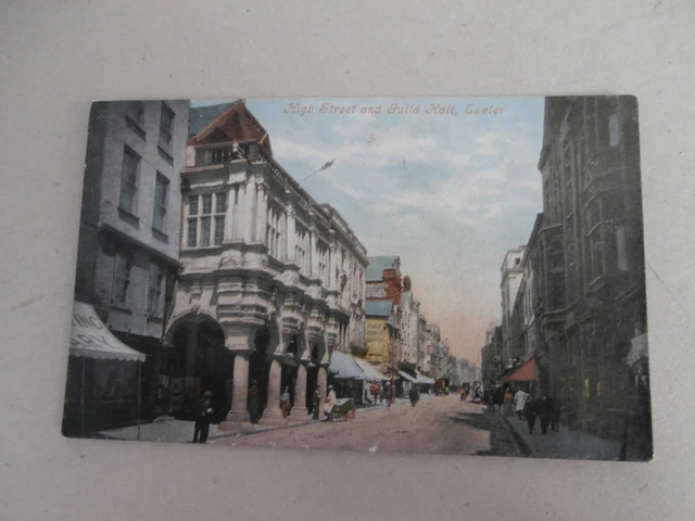 EXETER DEVON - High Street and Guild Hall - vintage colour postcard ...