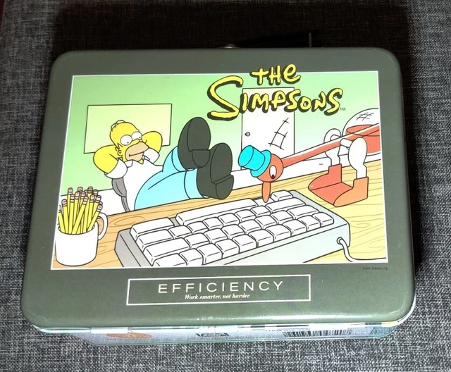 RARE THE SIMPSONS Homer Efficiency Work Smarter Not Harder Metal Lunch ...