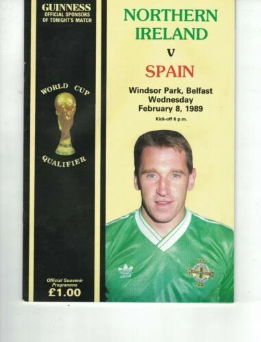 1989 NORTHERN IRELAND v SPAIN 8th February £6.44 - PicClick UK